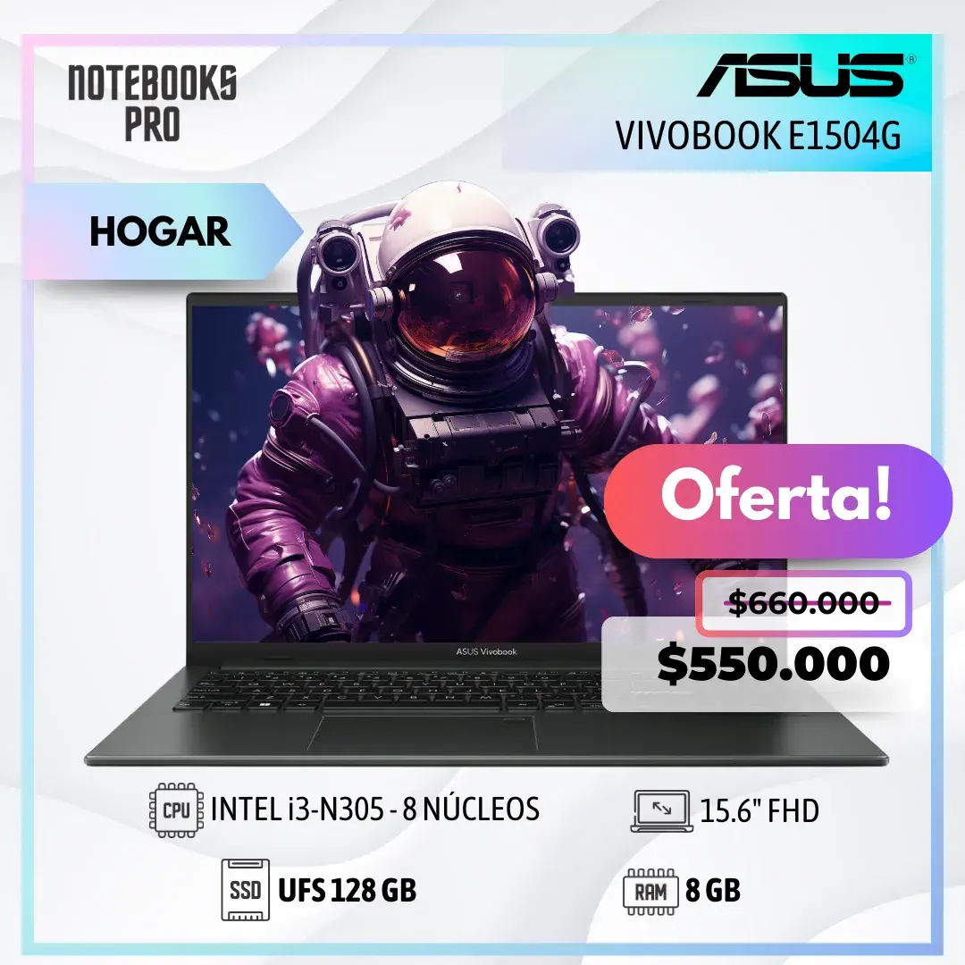 ASUS VIVOBOOK E1504G - i3-N305 - UFS 128 GB - 8 GB RAM - 15.6" FHD - 8 ...